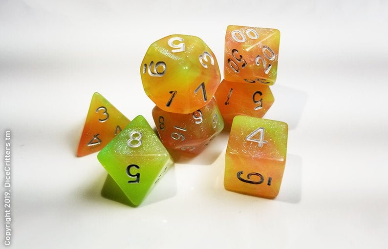 Dnd Dice Set / Blue Shimmer "sun Opal" / RPG Polyhedral Dice, D&D Dice ...