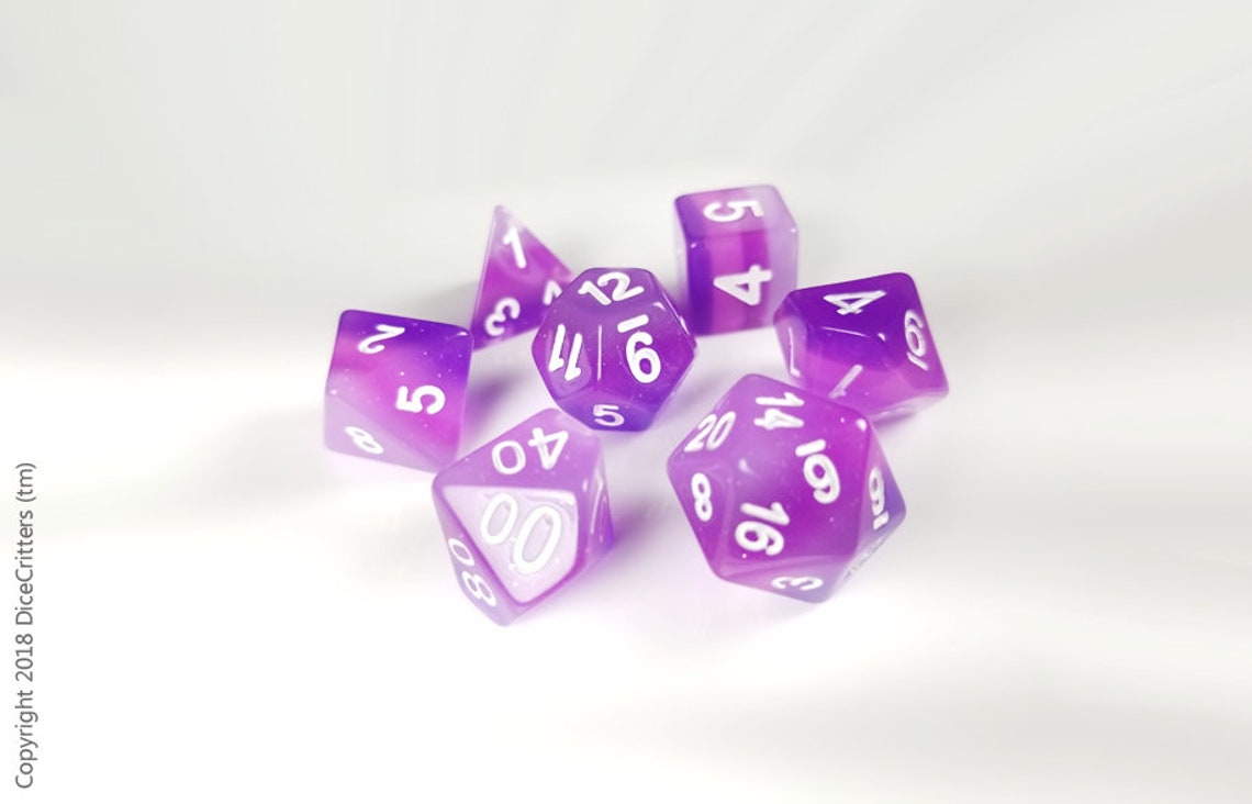 Dnd Dice Set / Purple Pink Glitter Layers / Tabletop RPG - Etsy