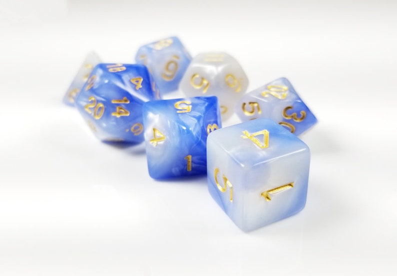 Dnd Dice Set / Baby Blue Pearl "sky Realm" / Tabletop RPG Polyhedral ...