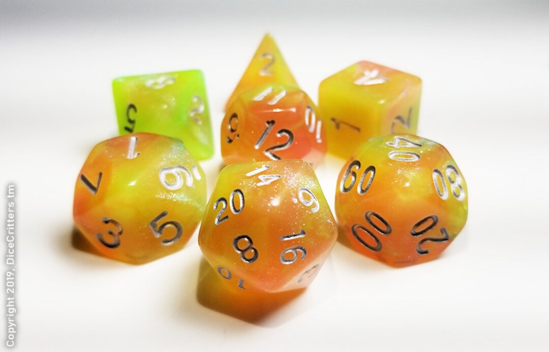 Dnd Dice Set / Blue Shimmer "sun Opal" / RPG Polyhedral Dice, D&D Dice ...