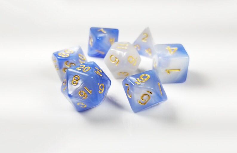 Dnd Dice Set / Baby Blue Pearl sky Realm / - Etsy