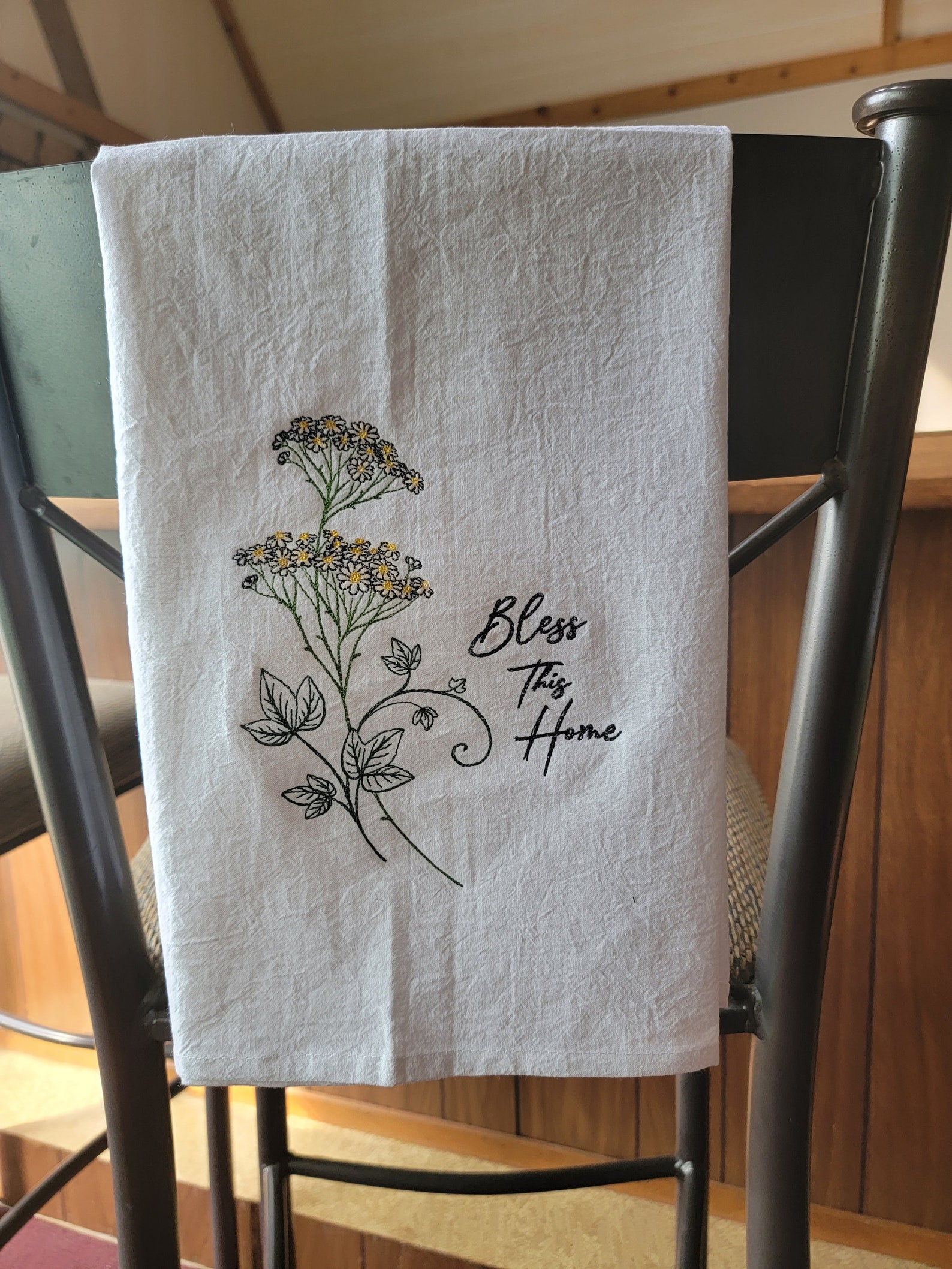 Embroidered Flour Sack Tea Towel: Floral Christian Gift - Etsy