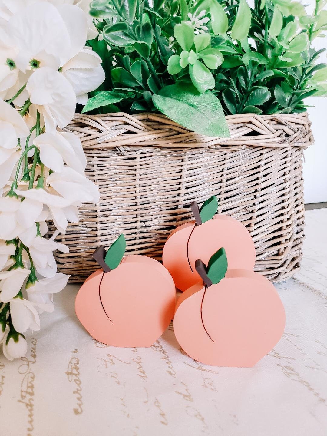 Wood Peaches set of 2 or 3 Peach Decor - Etsy
