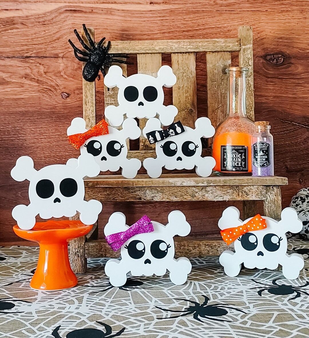 Cute Halloween Wood Cross Bone Skull Skully Kawaii - Etsy