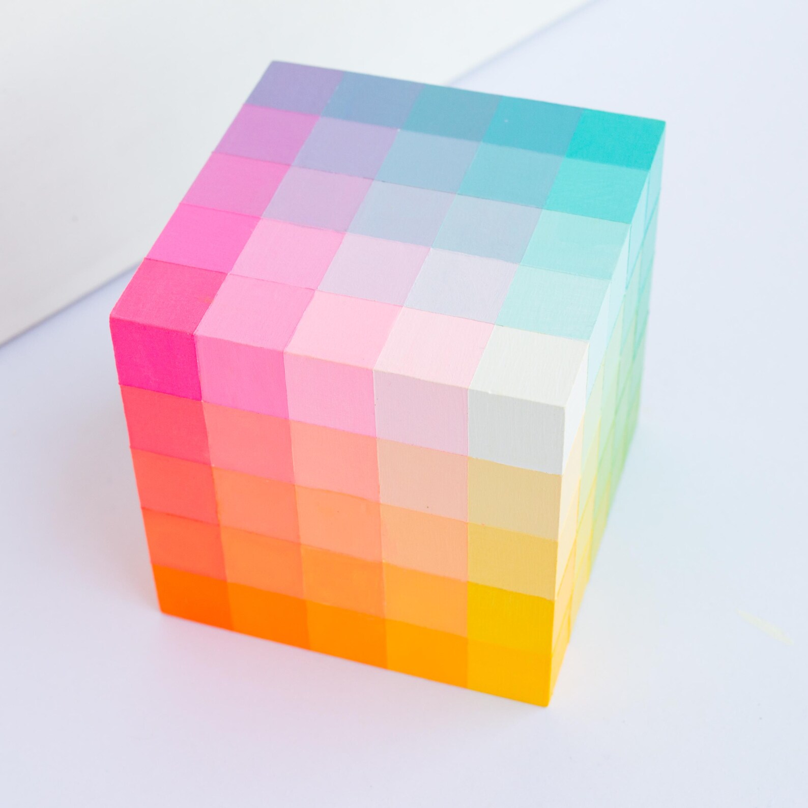 Color Cube (pastel to Gray) 3d Rainbow Color Theory Sculpture Painting ...