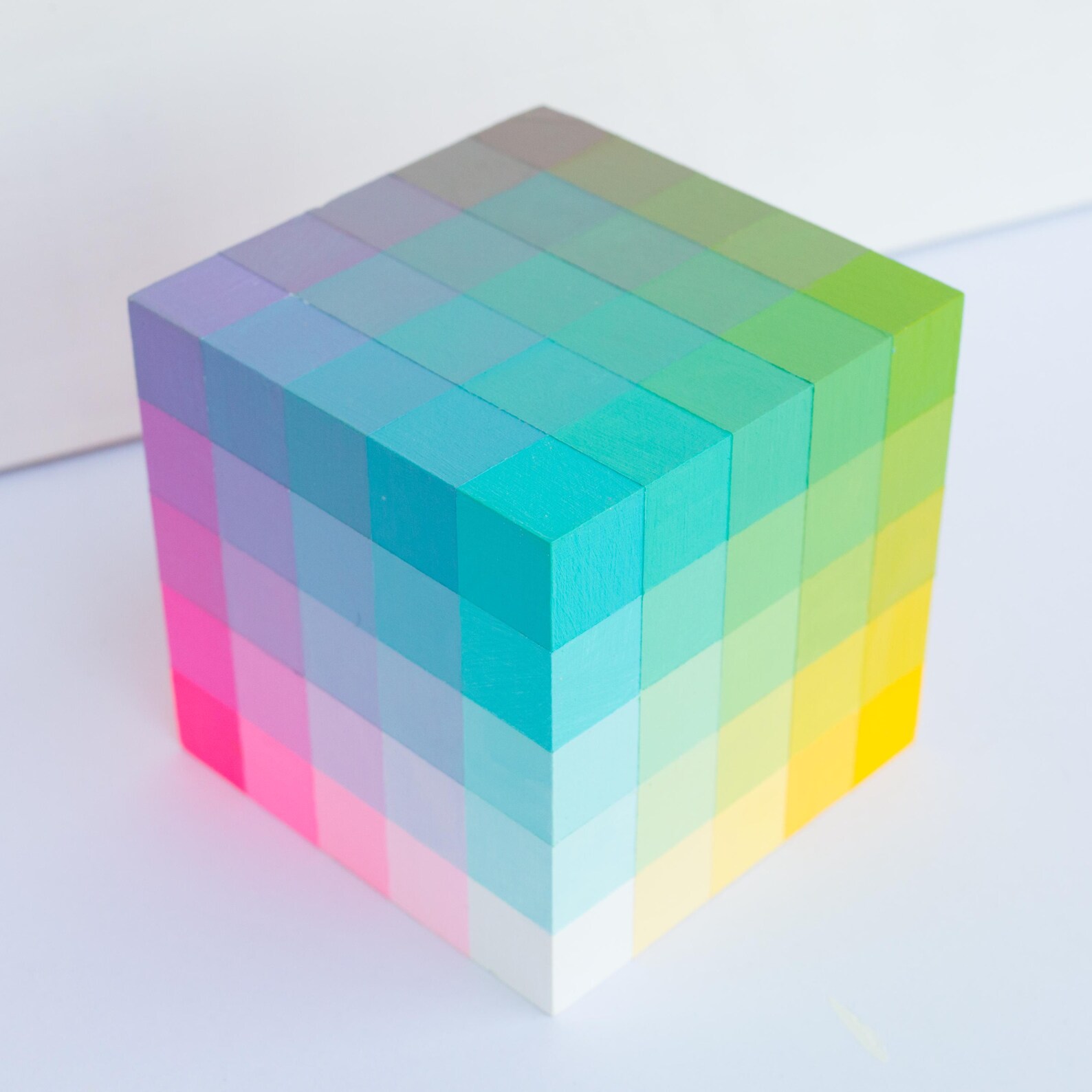 Color Cube (pastel to Gray) 3d Rainbow Color Theory Sculpture Painting ...