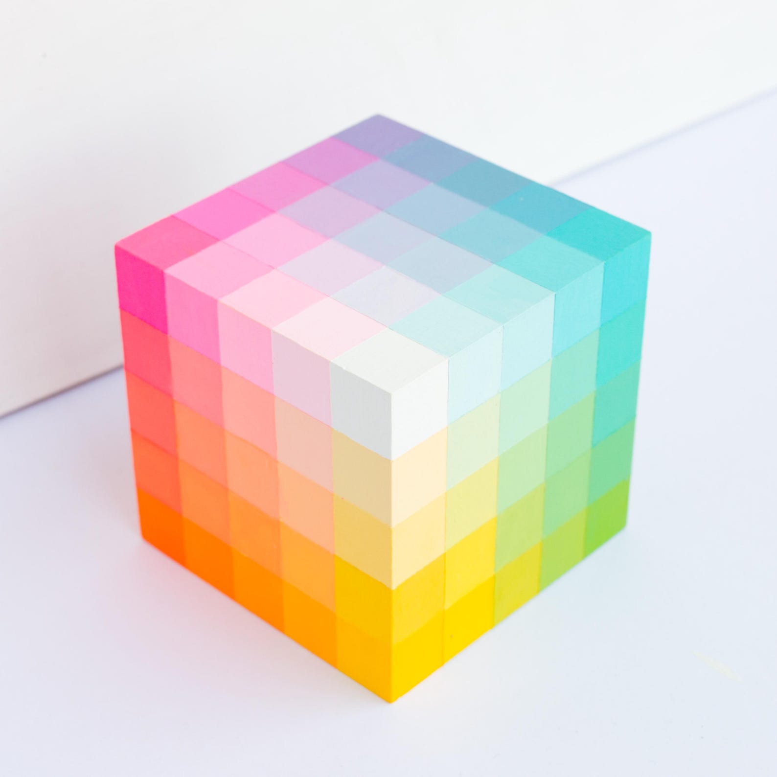 Color Cube (pastel to Gray) 3d Rainbow Color Theory Sculpture Painting ...
