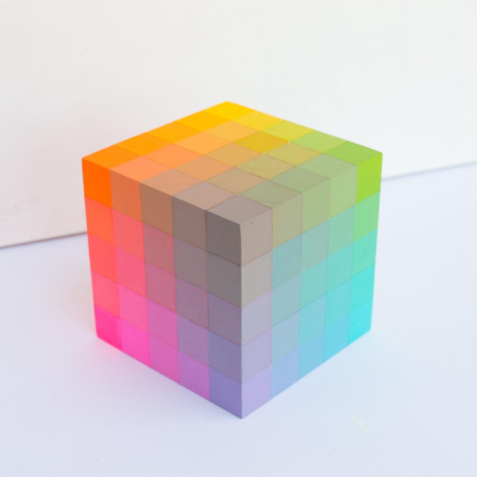 Color Cube (pastel to Gray) 3d Rainbow Color Theory Sculpture Painting ...