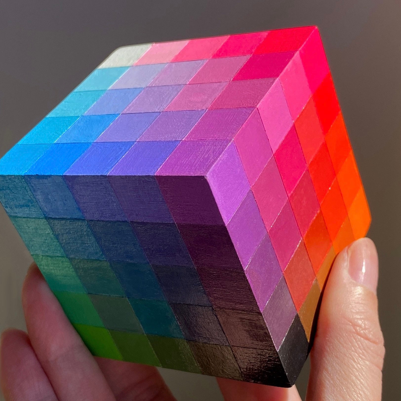 Color Cube 3d rainbow color theory sculpture painting | Etsy