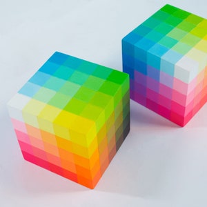 Color Cube 3d rainbow color theory sculpture painting | Etsy