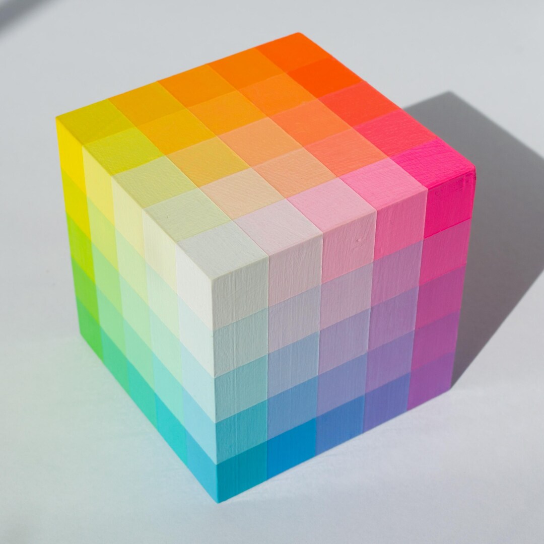 Color Cube 3d Rainbow Color Theory Sculpture Painting - Etsy