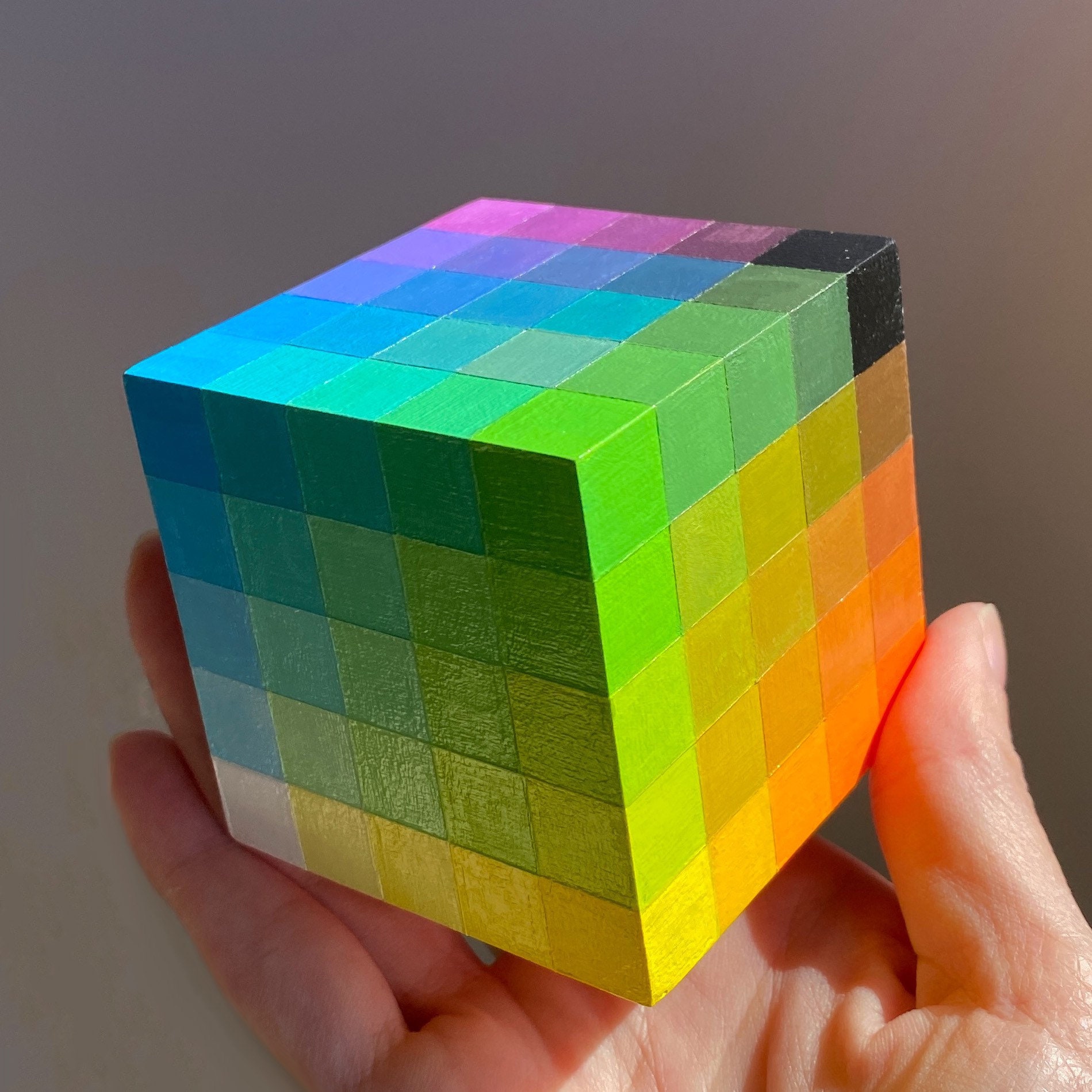 Color Cube 3d rainbow color theory sculpture painting | Etsy