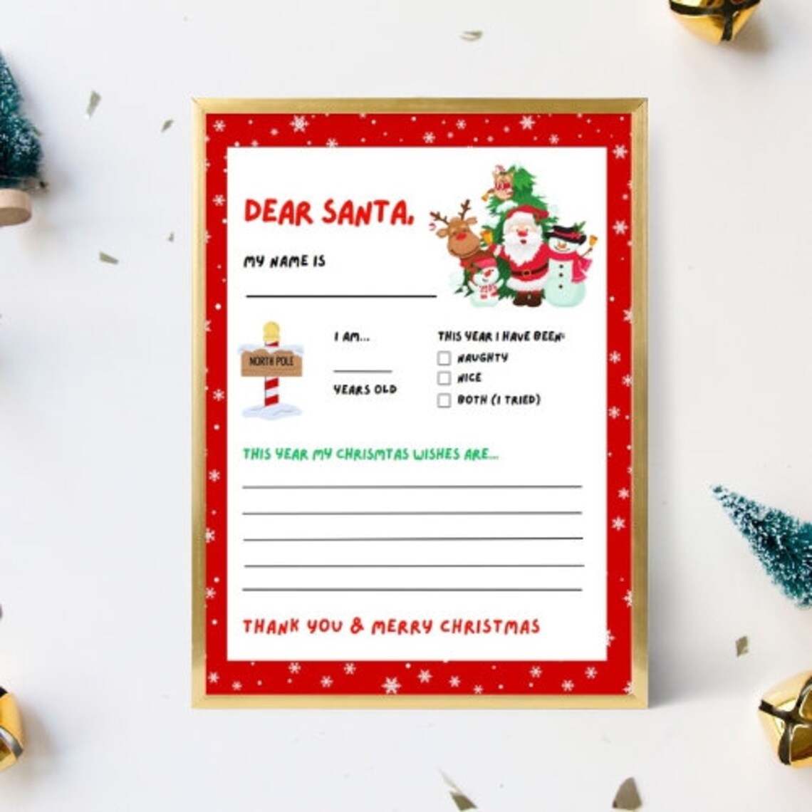 Letter to Santa Printable, Letter to Santa Digital Download, Printable ...