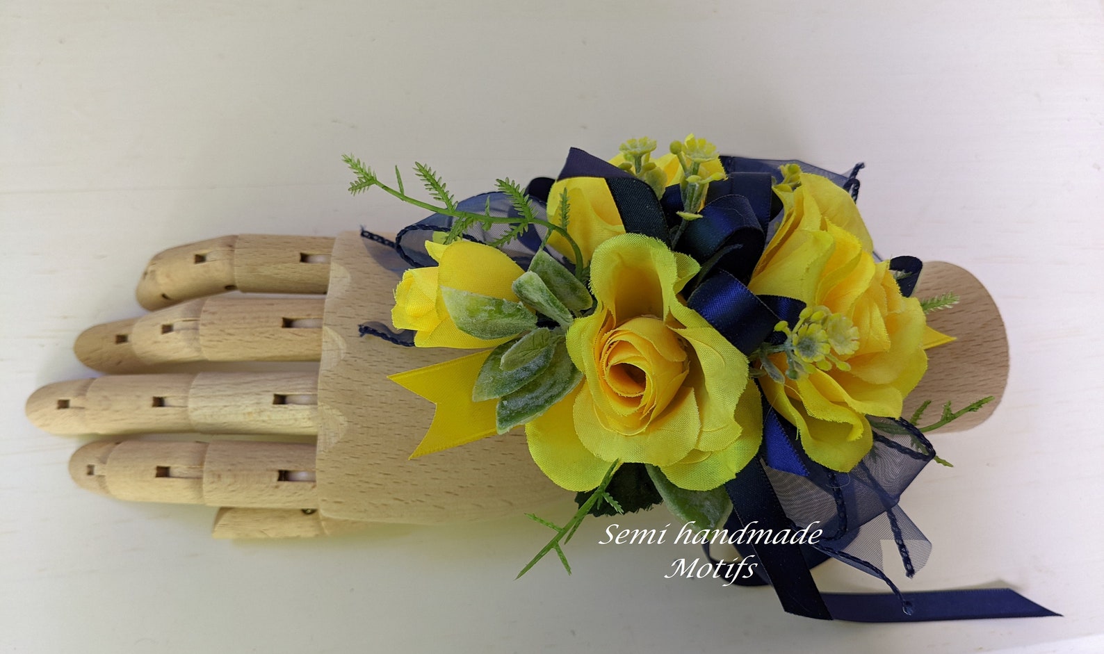 Pin, Wrist Corsage, Men's Rustic Boutonniere Navy Blue & Yellow - Etsy