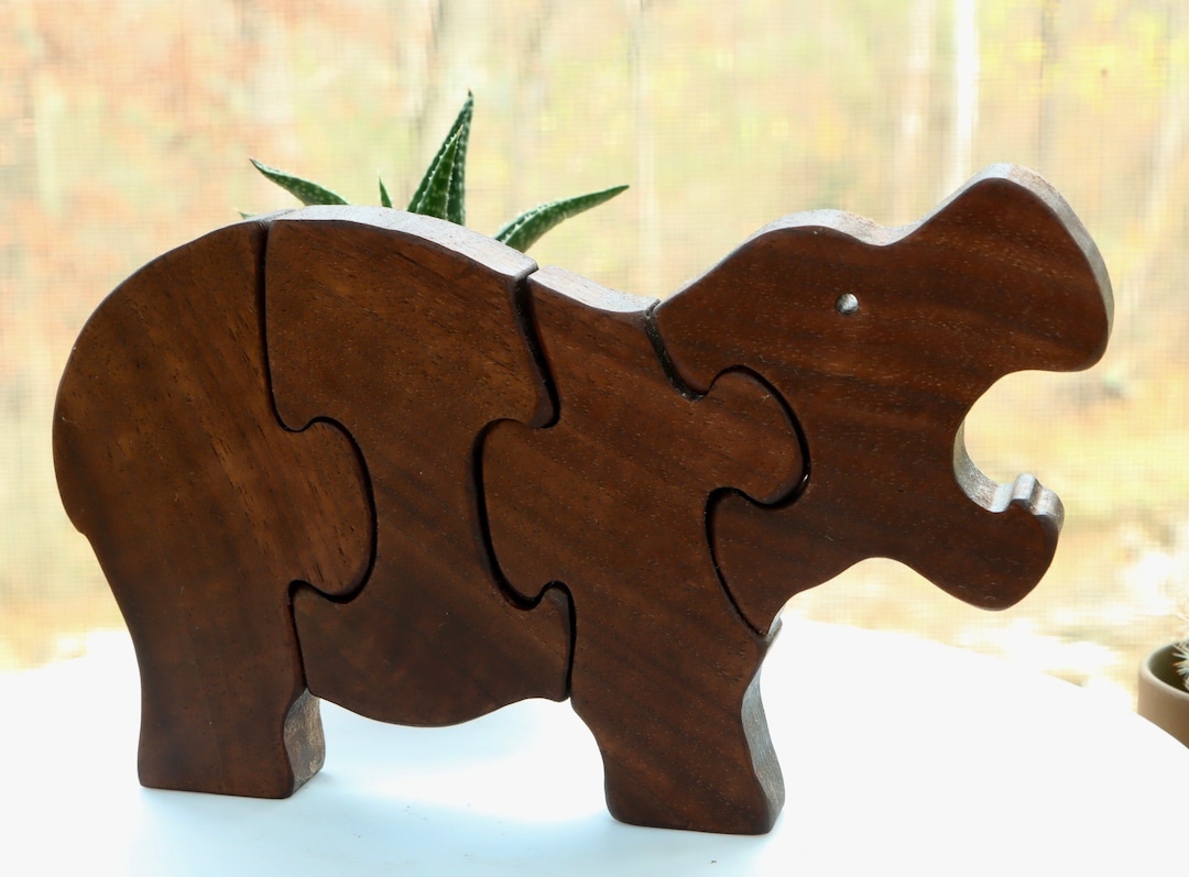 Hippo Free-standing Wooden Puzzle - Etsy