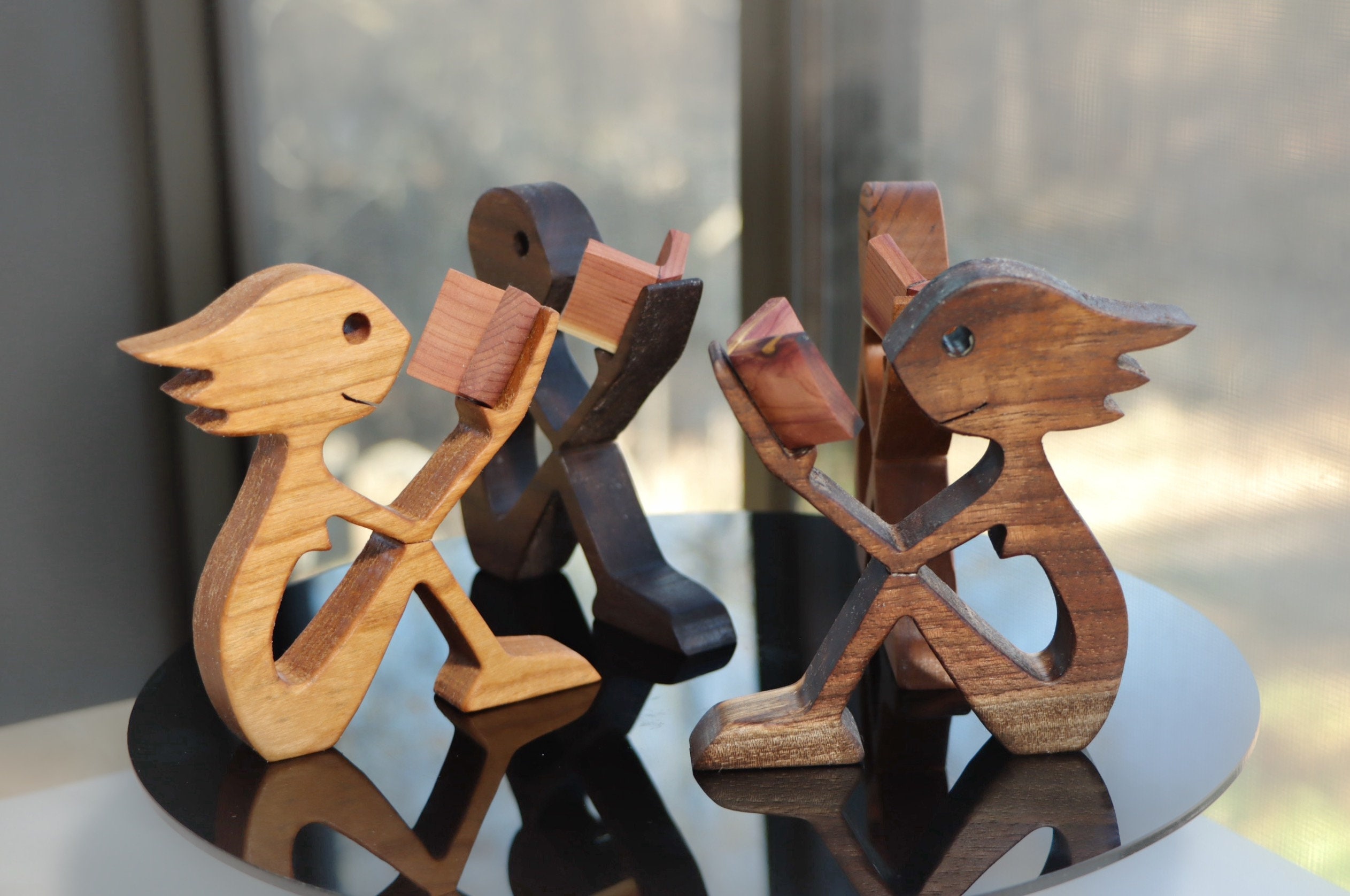 Reading Book Wooden Girl Figures - Etsy