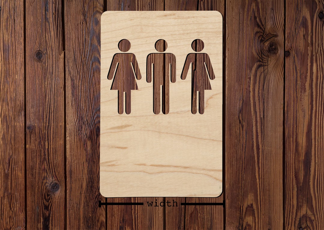 Gender Neutral Sign Cut Out - Bathroom Sign - Laser Cut From Wood - Etsy