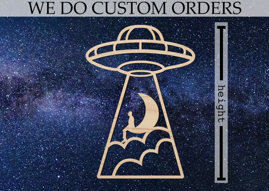 Man Sitting on the Moon With Alien Ship Picking Them up - 12" Tall ...