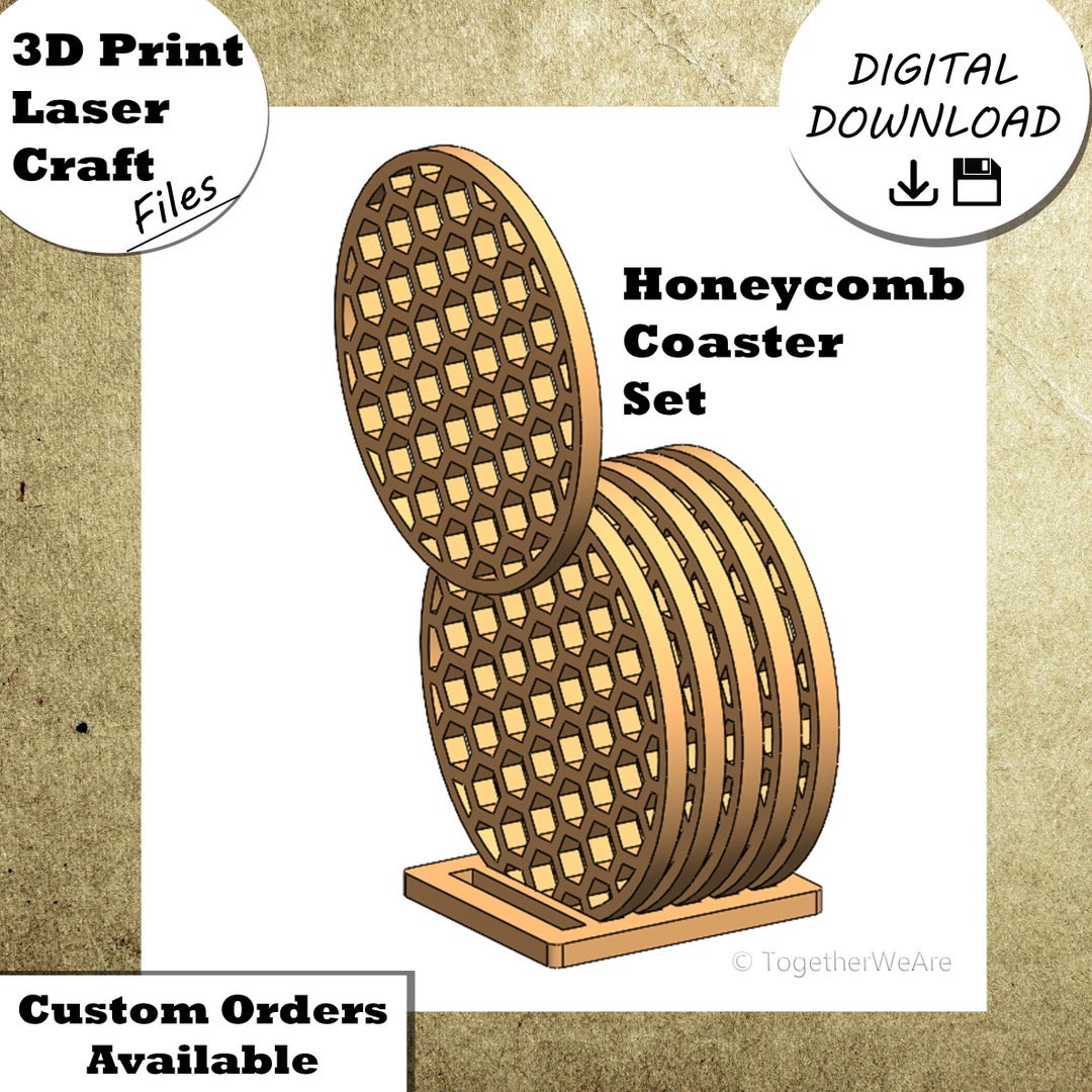 DIGITAL DOWNLOAD Honeycomb Geometric Coaster Set - Easy to Use for ...