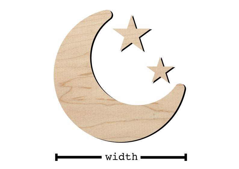 Moon and Stars Cut Out - Shapes - Laser Cut From Wood - Etsy