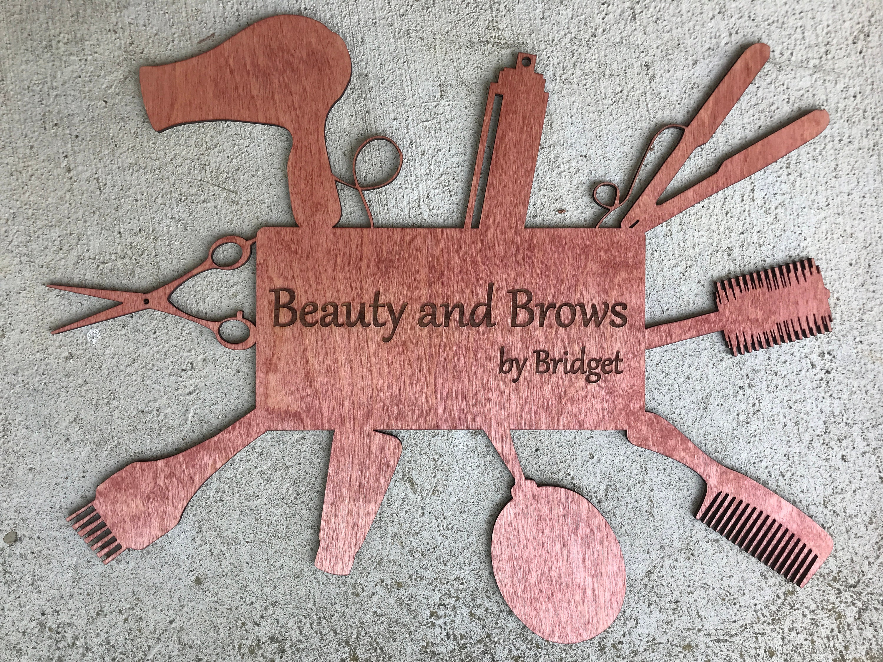 Hairdresser, Beauty School or Salon Booth Collage - With Engraved Text ...