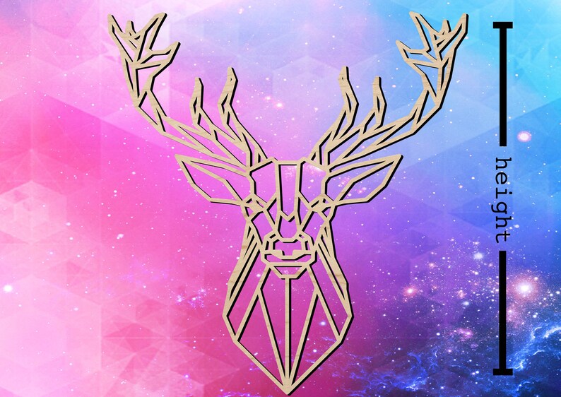 Buck Deer Head Bust Geometric Shape Laser Cut From Wood | Etsy