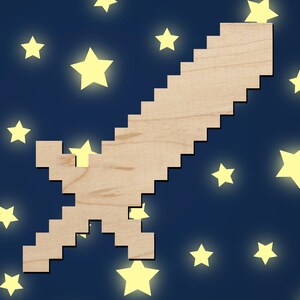 8 Bit Sword - Pixelated - Laser Cut From Wood - Etsy