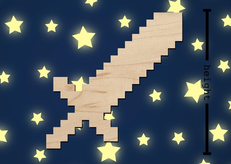 8 Bit Sword Pixelated Laser Cut From Wood - Etsy