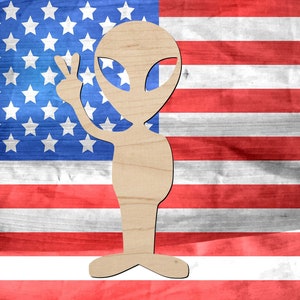 Cool Alien Cut Out - Peace Sign Gesture - Laser Cut Extra Terrestrial ...