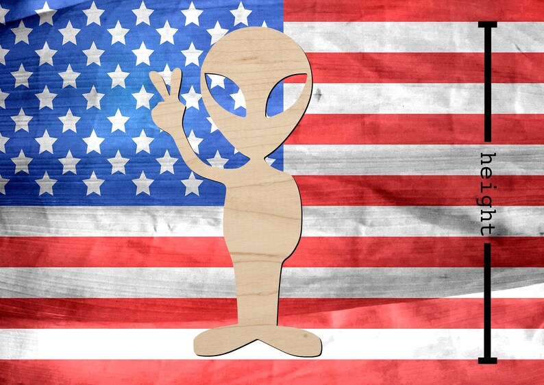 Cool Alien Cut Out - Peace Sign Gesture - Laser Cut Extra Terrestrial ...