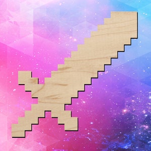 8 Bit Sword - Pixelated - Laser Cut From Wood - Etsy