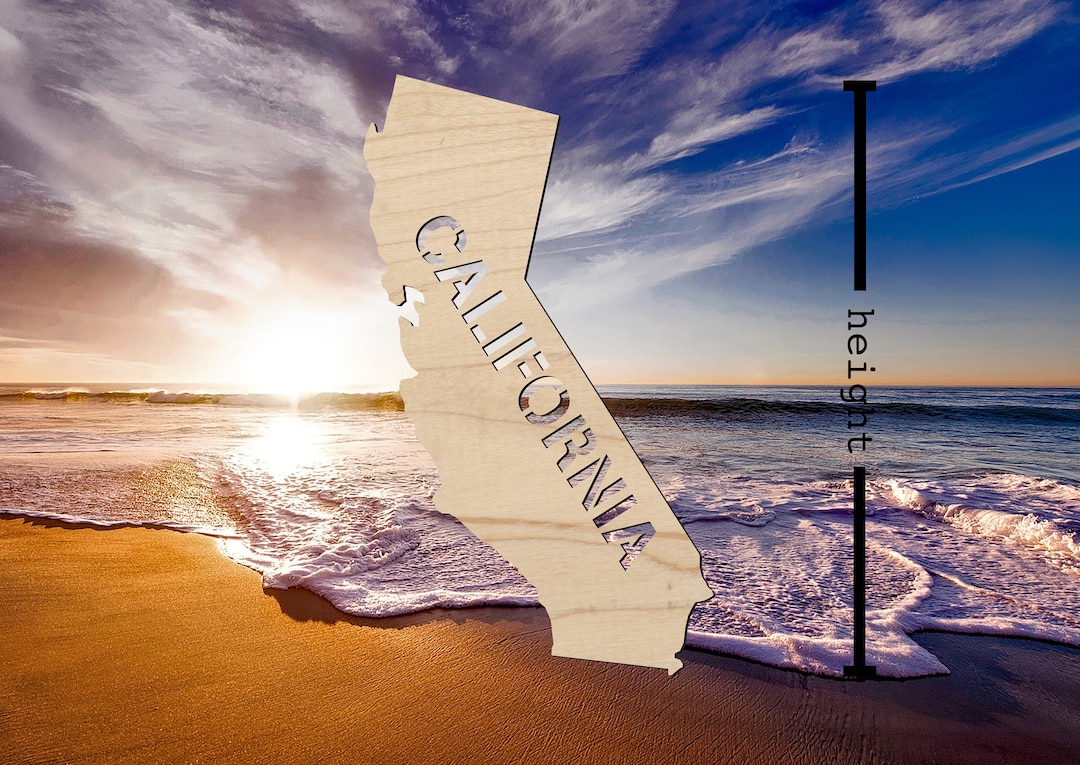 CALIFORNIA With Stencil Font Cutout - Super Cool Cali State - Laser Cut ...