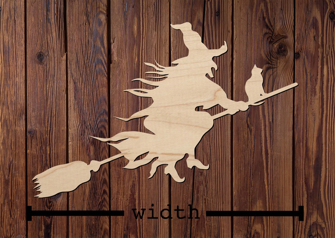 Flying Witch Cut Out - Halloween Shape - Laser Cut Witch on a Broom ...