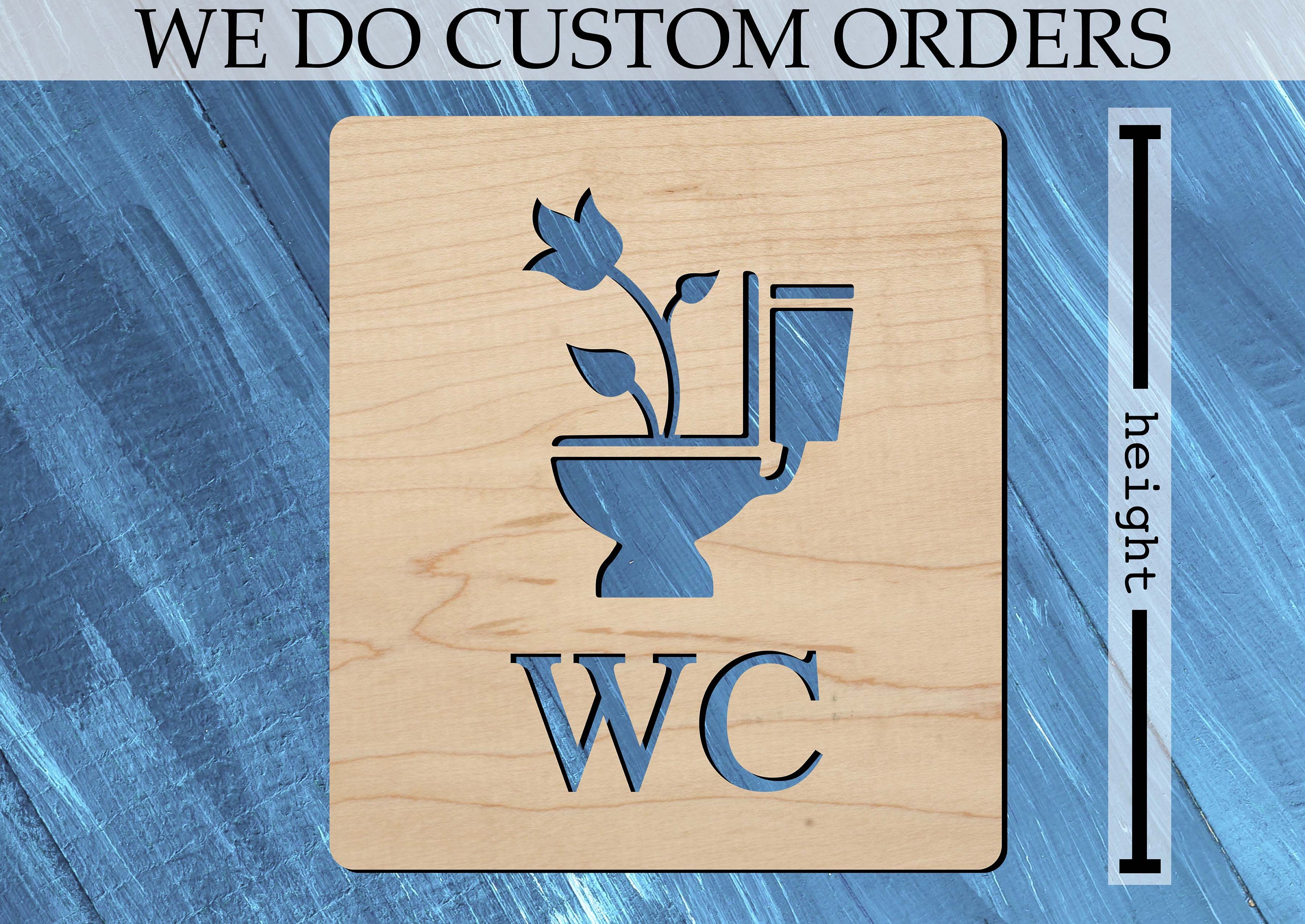 WC Restroom Sign for Home or Business Flowers in Toilet - Laser Cut ...