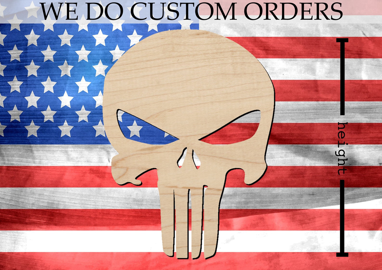 The Punisher Skull Laser Cut From Wood Unfinished Craft Supply Wall ...