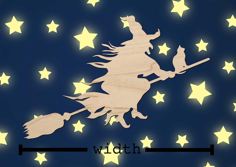 Flying Witch Cut Out - Halloween Shape - Laser Cut Witch on a Broom ...