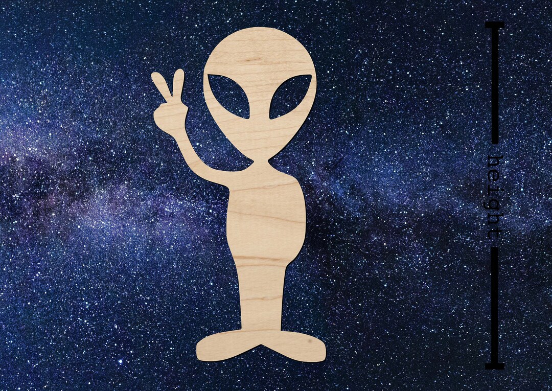 Cool Alien Cut Out - Peace Sign Gesture - Laser Cut Extra Terrestrial ...