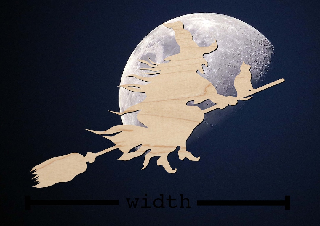 Flying Witch Cut Out - Halloween Shape - Laser Cut Witch on a Broom ...