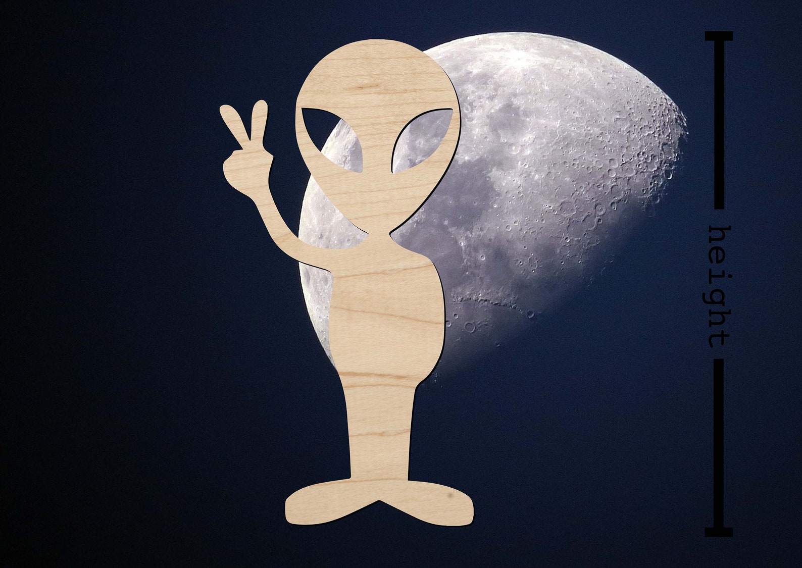 Cool Alien Cut Out Peace Sign Gesture Laser Cut Extra - Etsy