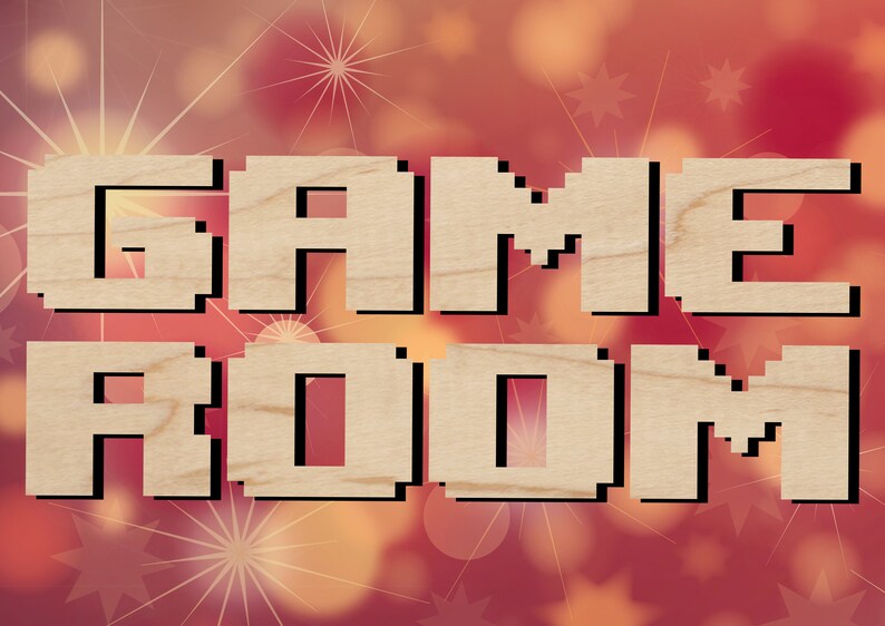 CUSTOM WALL SIGNS Pixel Font Laser Cut digits from Wood | Etsy