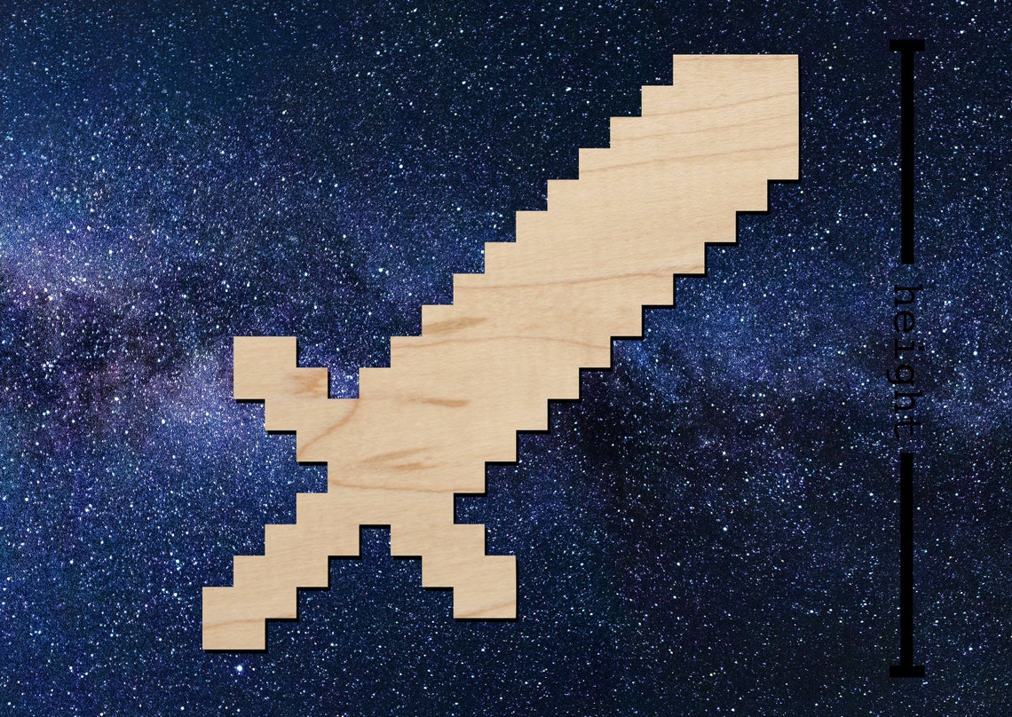 8 Bit Sword Pixelated Laser Cut From Wood - Etsy