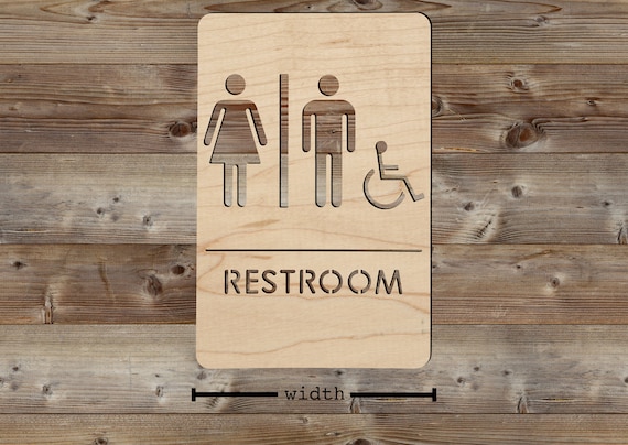 Restroom Sign Cut Out Bathroom Sign Laser Cut From Wood - Etsy