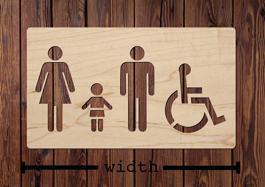 Family Restroom Sign Cut Out - Stick Person Shape - Laser Cut Family ...