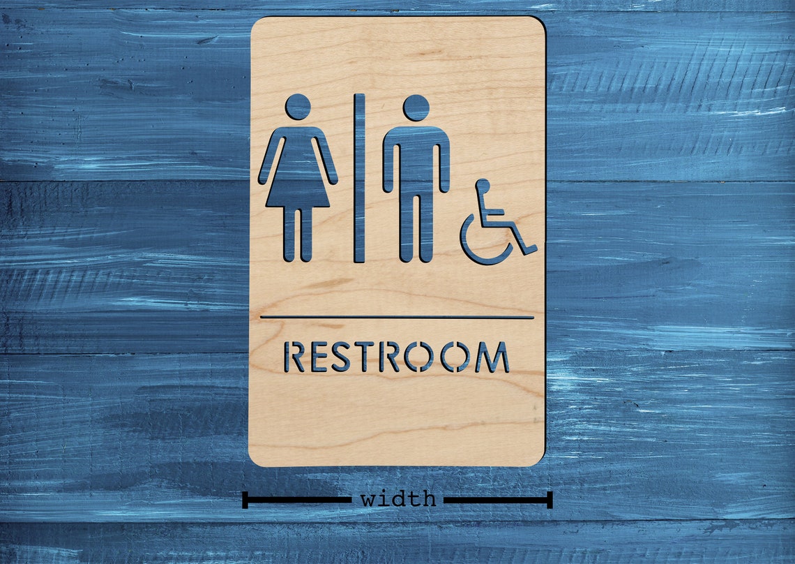 Restroom Sign Cut Out - Bathroom Sign - Laser Cut From Wood - Etsy