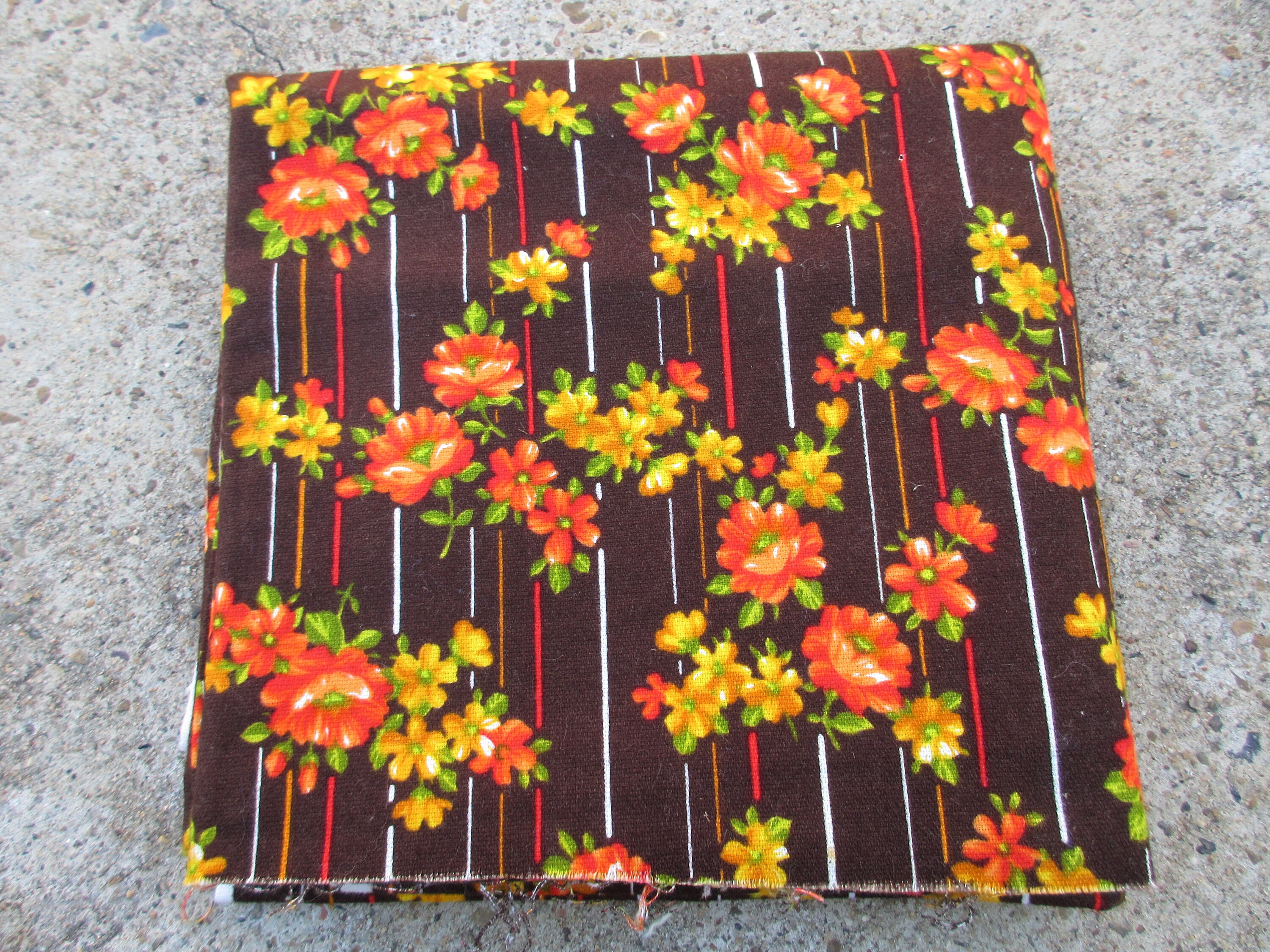 Retro Vintage Fabric Chocolate Brown Floral Cotton made in - Etsy Australia
