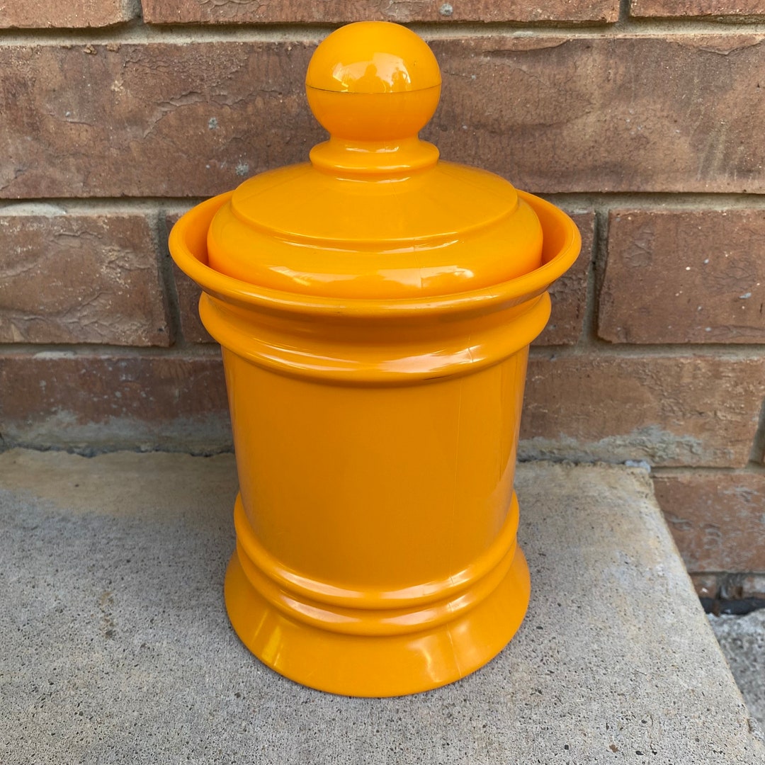 Retro 70s Yellow Plastic Storage Canister | Made by Kristaware for ...