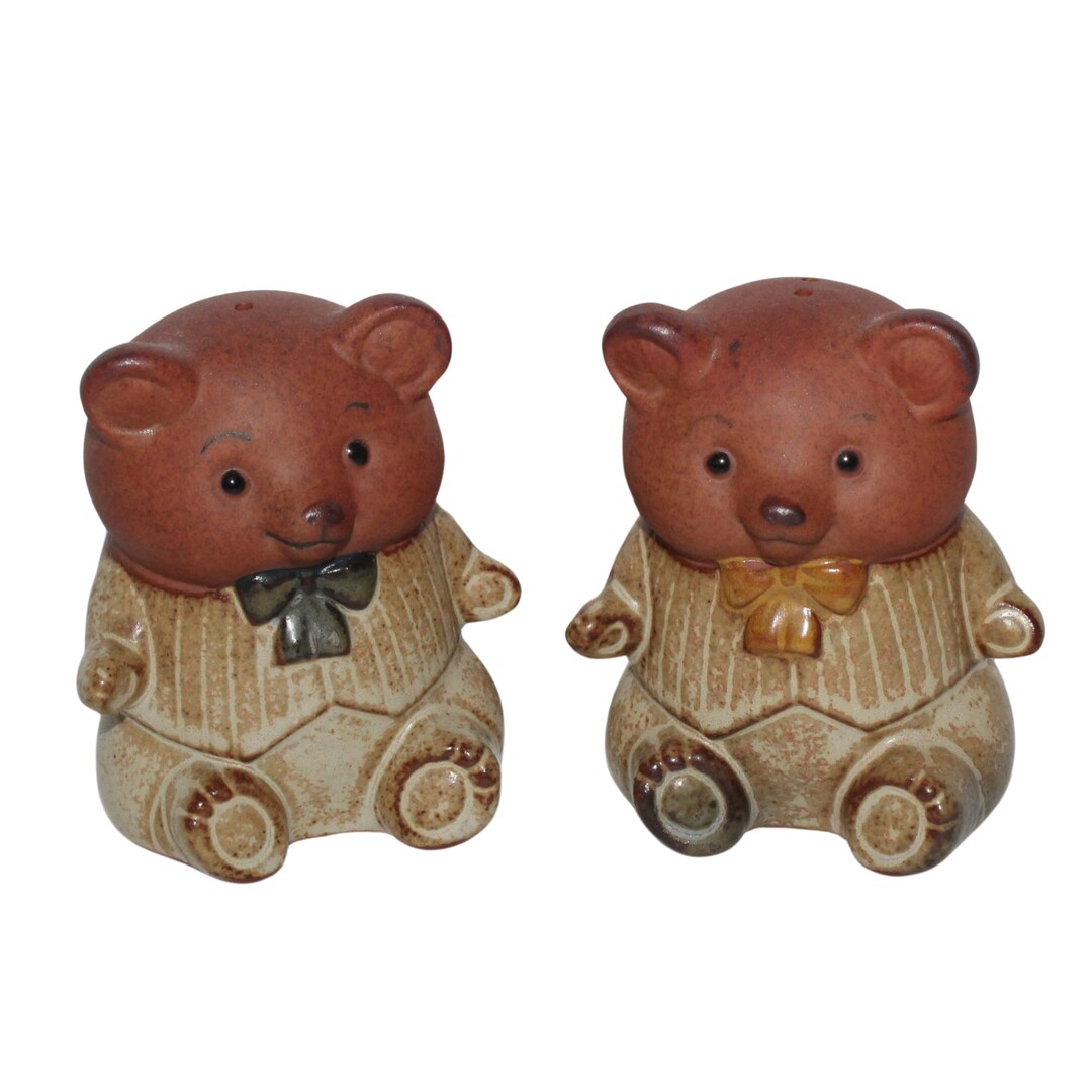 Vintage Gempo Japan Teddy Bear Salt & Pepper Shakers Stoneware Pottery ...