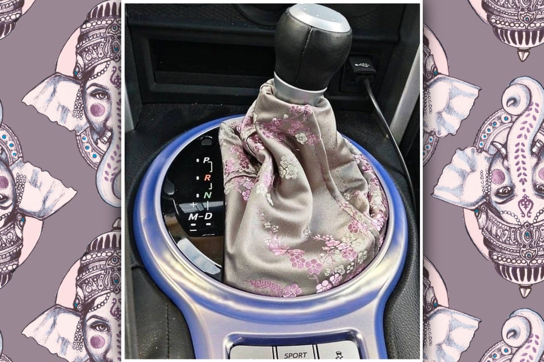 Gray With Pink Cherry Blossom Shift Boot OR E-brake Boot / Sakura Shift ...