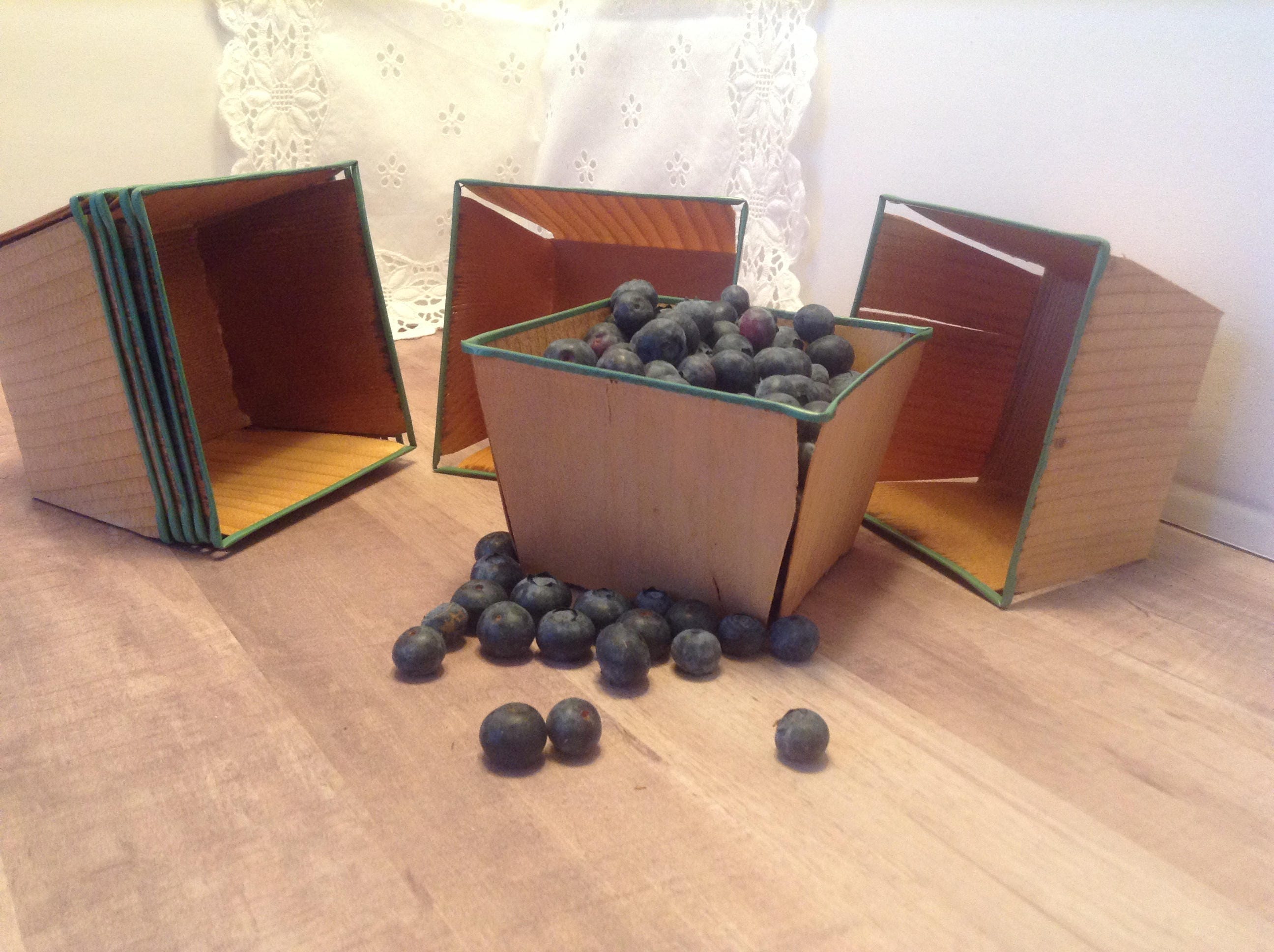 Vintage/rustic berry box boxes NOS wood box metal rim | Etsy