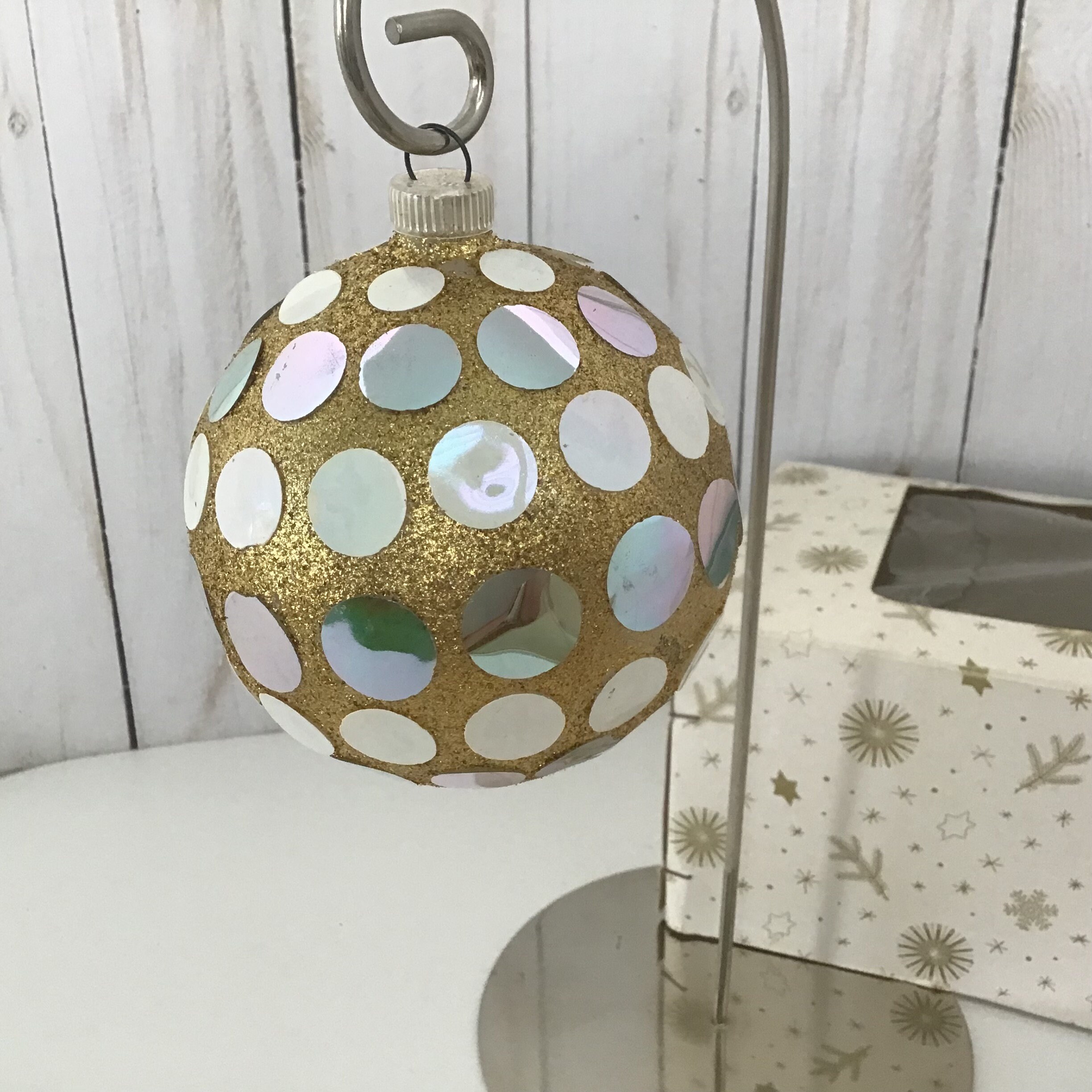 Vintage West Germany Polka Dot Glitter Ornaments in Original Box, Set ...